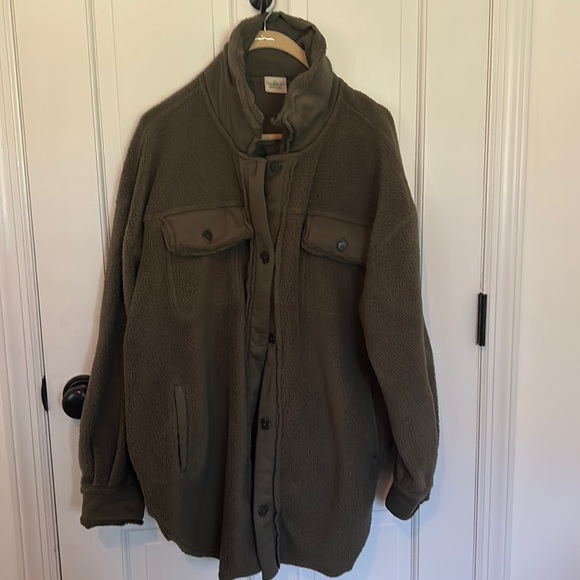 Jackets & Coats | Oversized Fleece Shacket Army Green | Poshmark